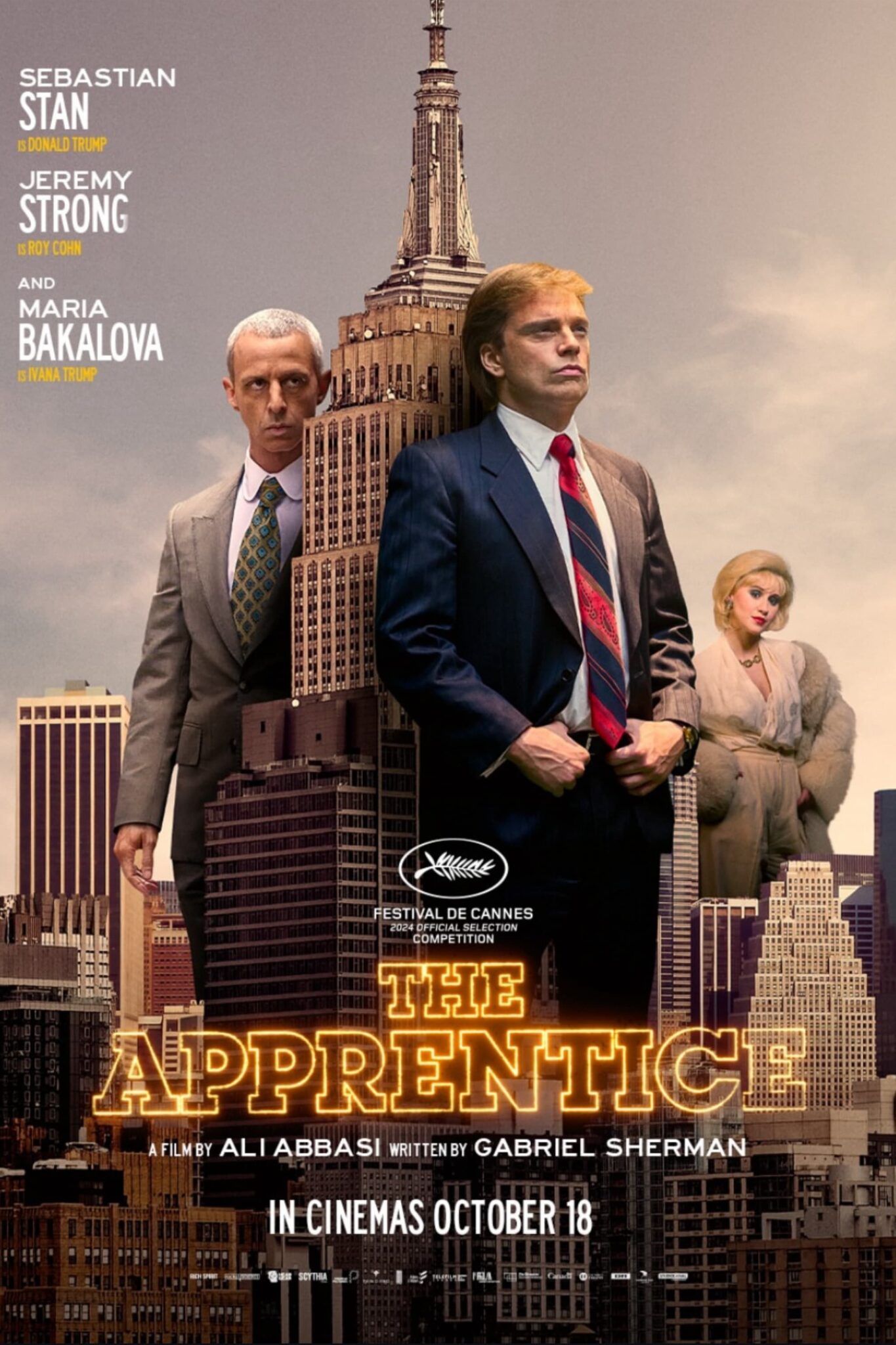 'The Apprentice' Posters Shine a Spotlight on Sebastian Stan, Jeremy Strong, and Maria Bakalova ...