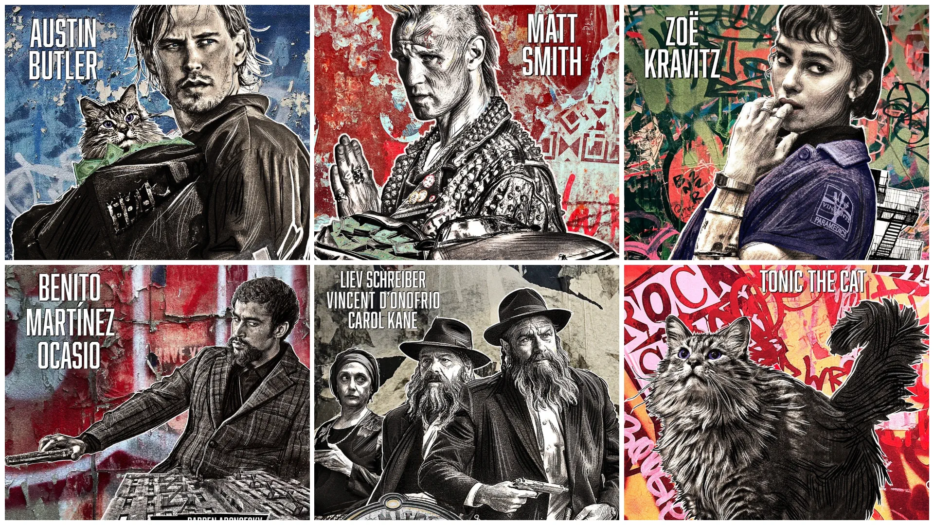 Caught Stealing Character Posters