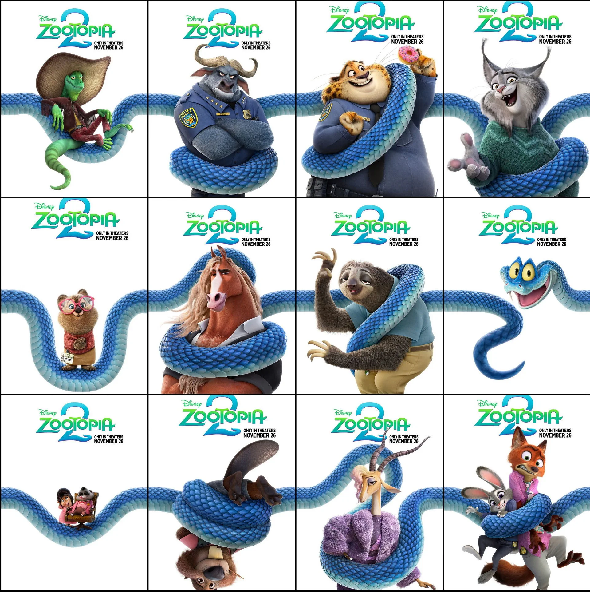 Zootopia 2 Character Posters Put Everyone in the Snake’s Grip - FilmoFilia